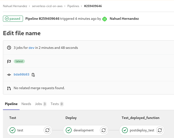 Serverless Framework CICD on AWS - Nahuel Hernandez